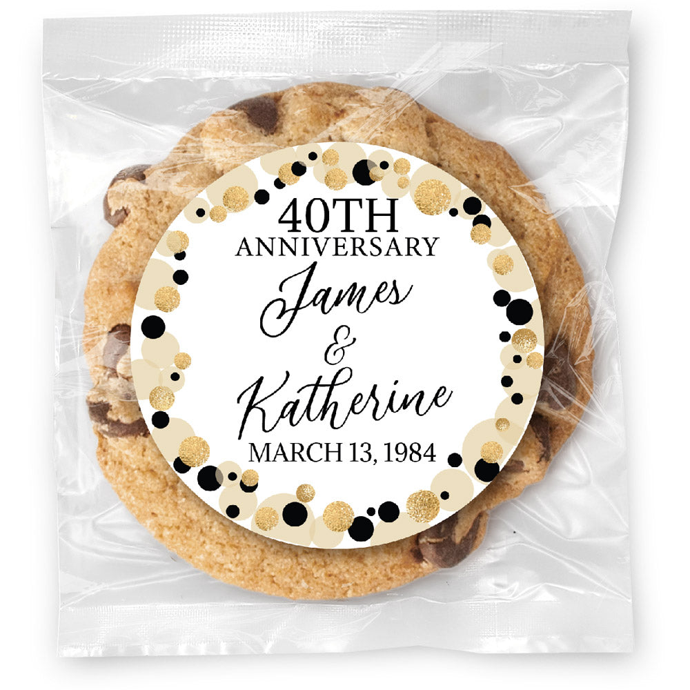 Anniversary Black & Gold Bubbles - Gourmet Cookie w/ Full Color Person ...
