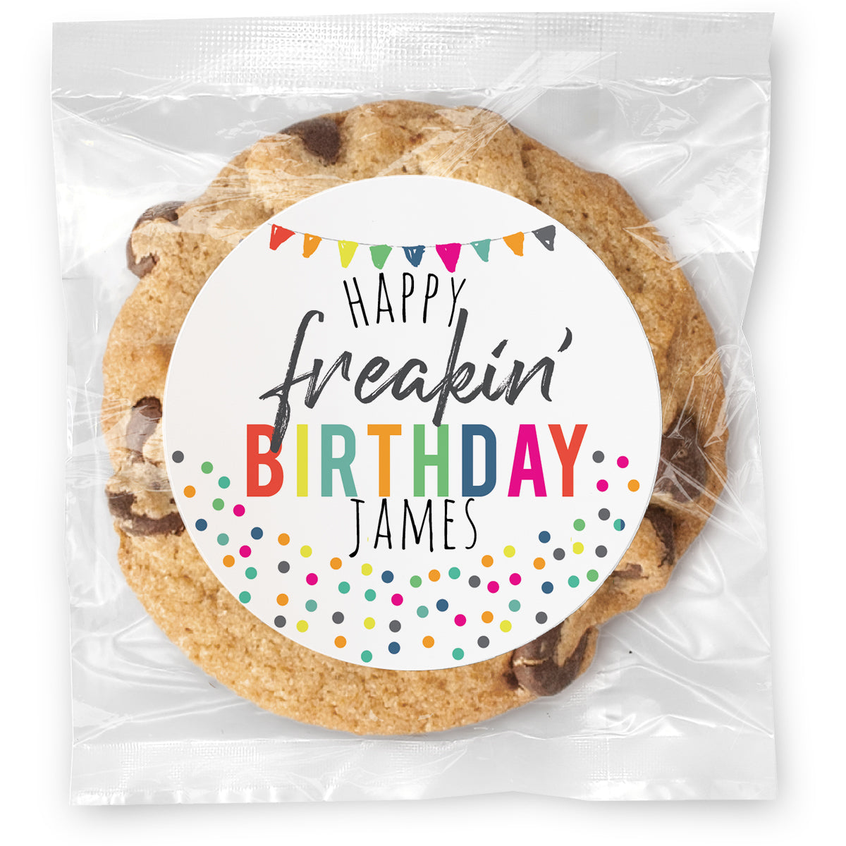 Happy Freakin Birthday - Gourmet Cookie w/ Full Color Personalized sti ...