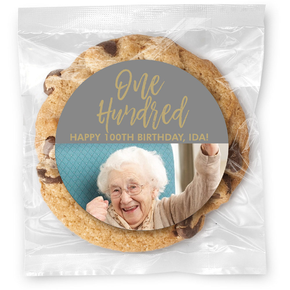 Cursive One Hundred Birthday - Gourmet Cookie w/ Full Color Personaliz ...