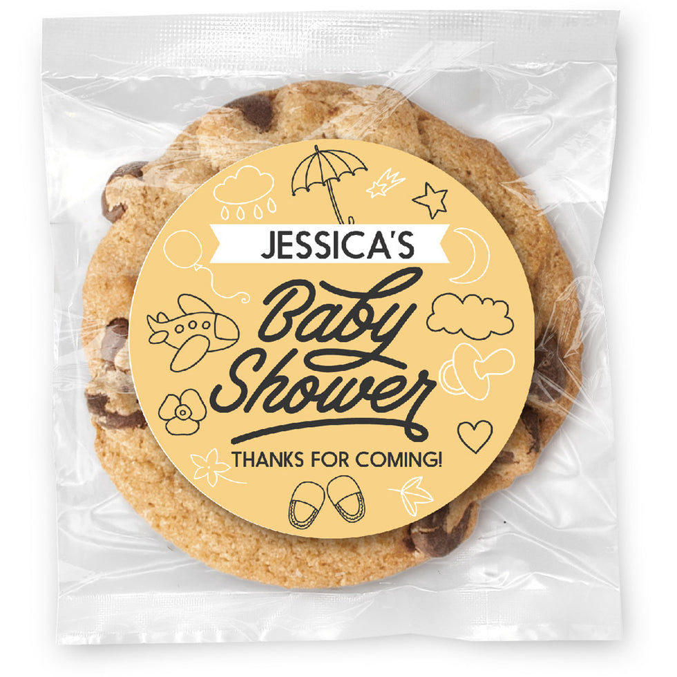 Baby Shower Icons - Gourmet Cookie w/ Full Color Personalized sticker ...