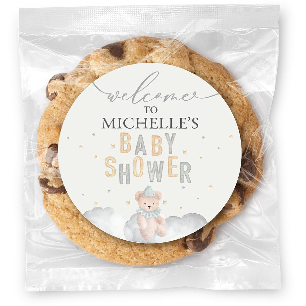 Bear Clouds Baby Shower - Gourmet Cookie w/ Full Color Personalized st ...