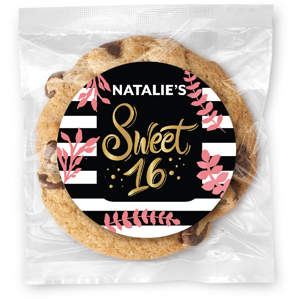 Sweet 16 Stripes - Gourmet Cookie w/ Full Color Personalized sticker ...