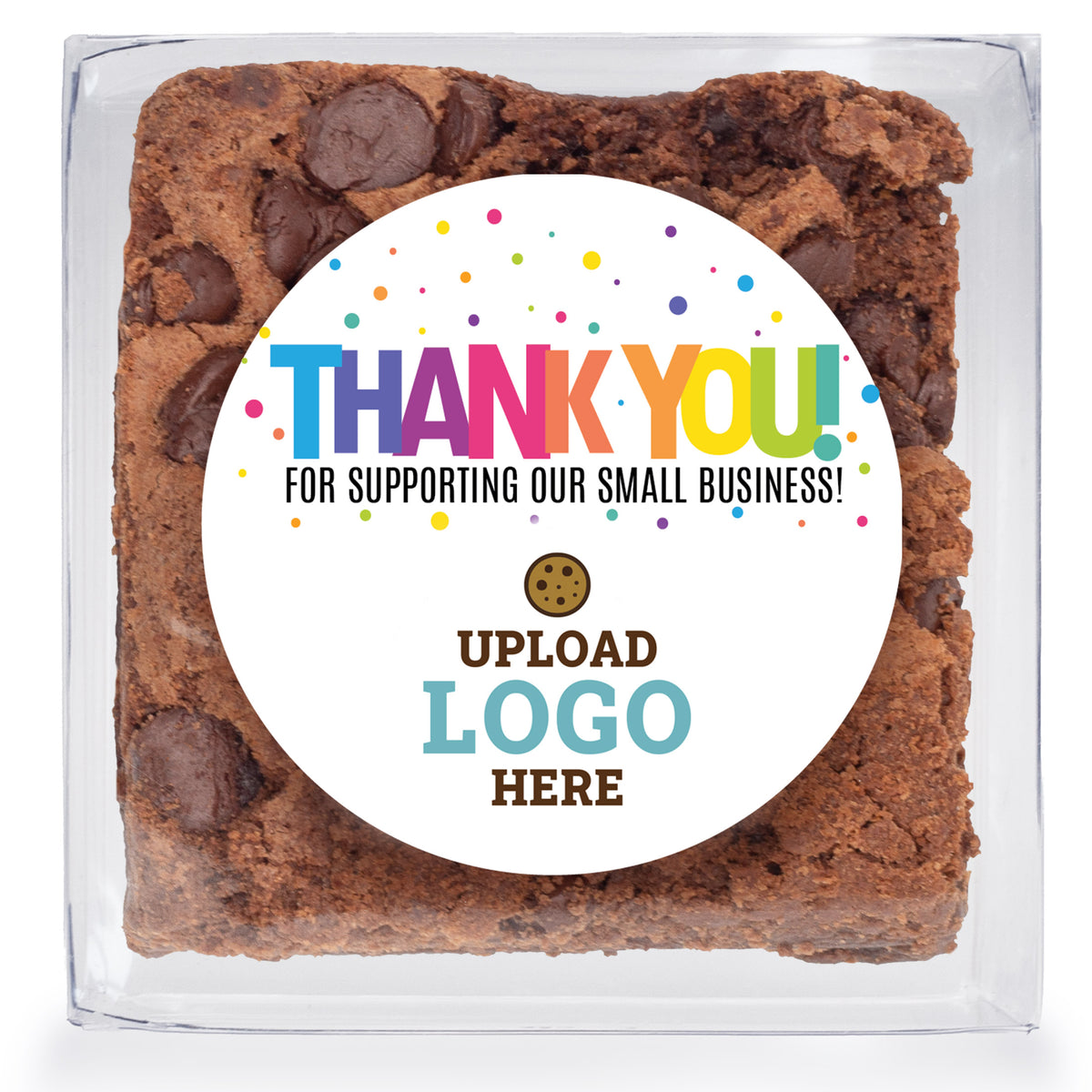 Colorful Thank You Logo Upload - Chocolate Chip Fudge Brownies W/Full ...