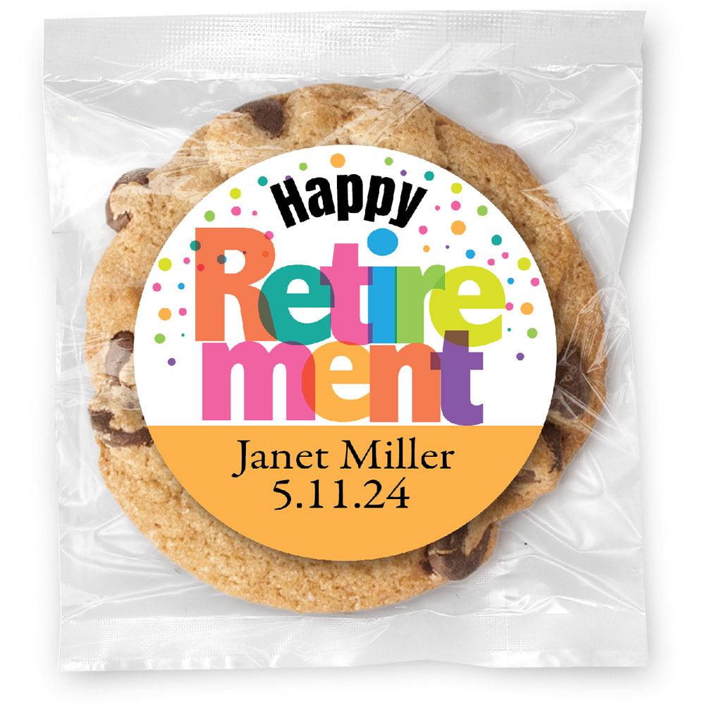 Happy Retirement Colors - Gourmet Cookie w/ Full Color Personalized st ...
